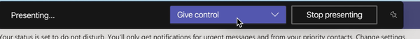 How to give control when you share your screen in Microsoft Teams